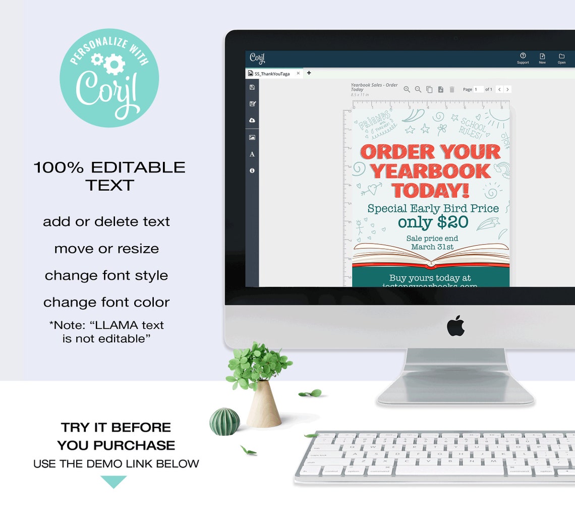 Yearbook Sales Flyer Template • Editable Yearbook Sales Flyer • PTA PTO ...