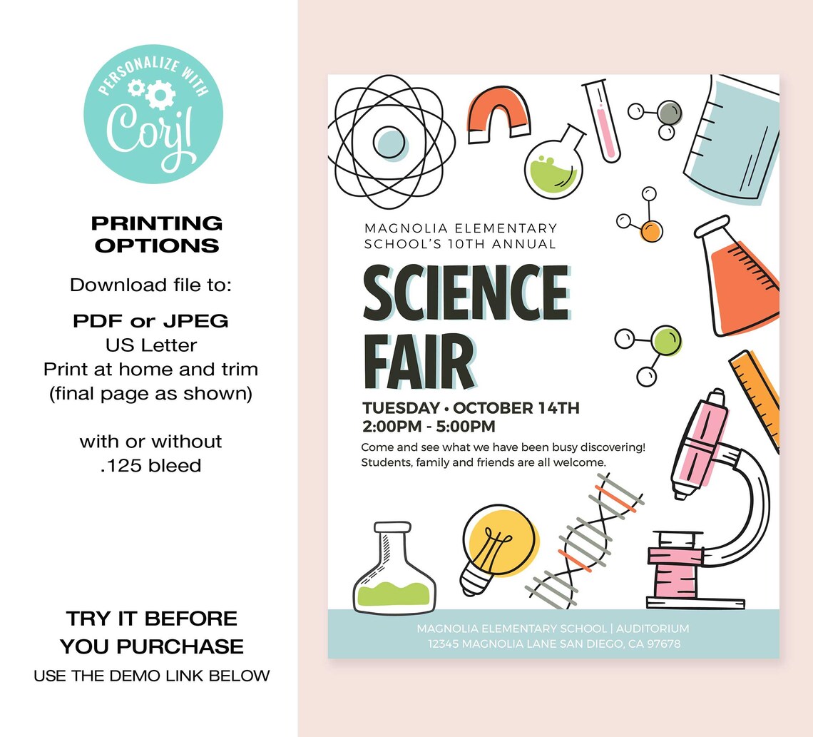 Science Fair | Science Club Flyer Template EDITABLE| Science Flyer | 8. ...
