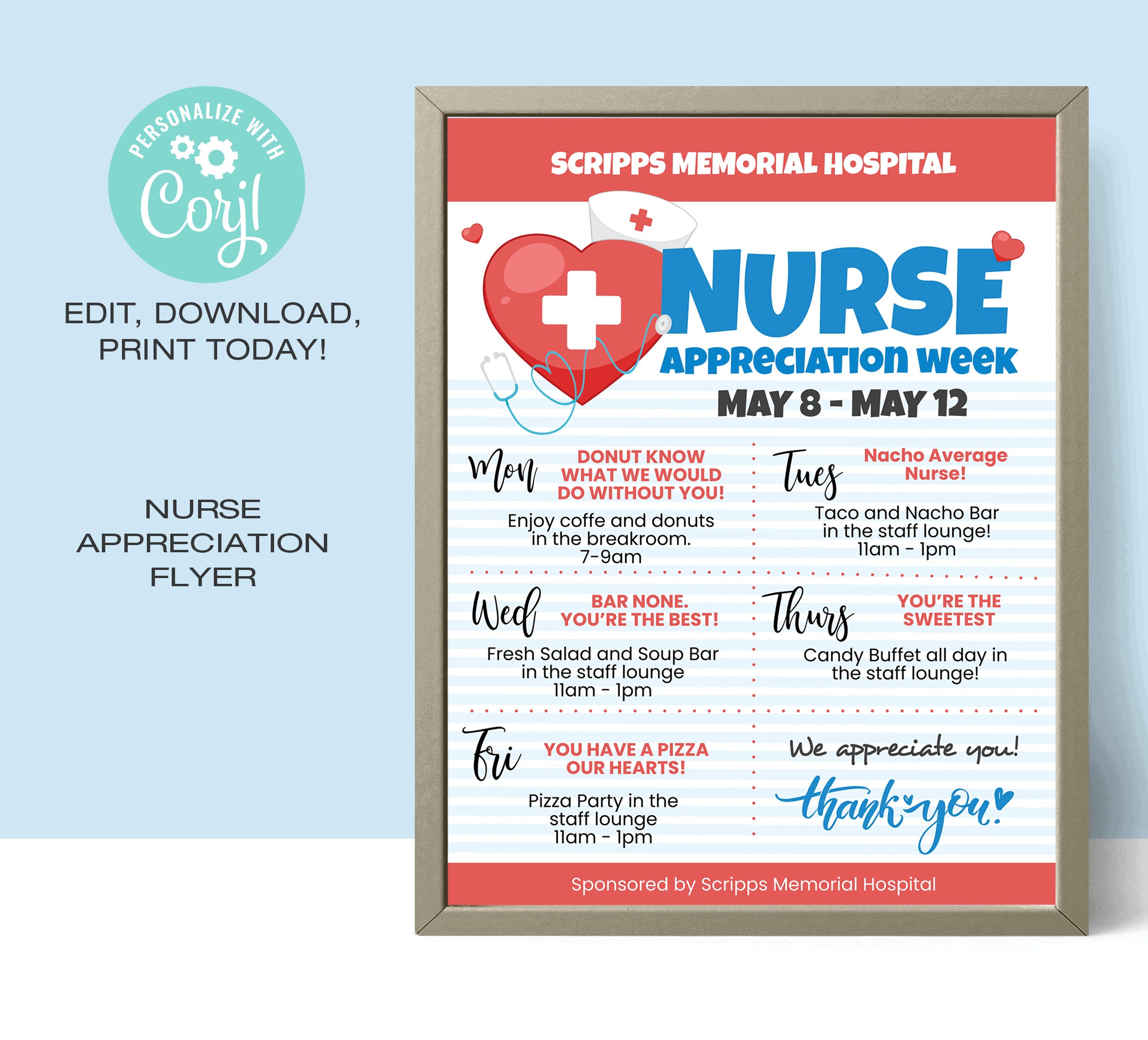 Nurse Appreciation Week Flyer Template EDITABLE| Nurse Appreciation ...