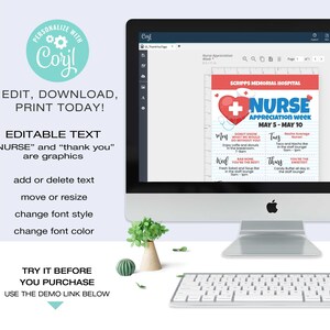Nurse Appreciation Week Flyer Template EDITABLE| Nurse Appreciation ...