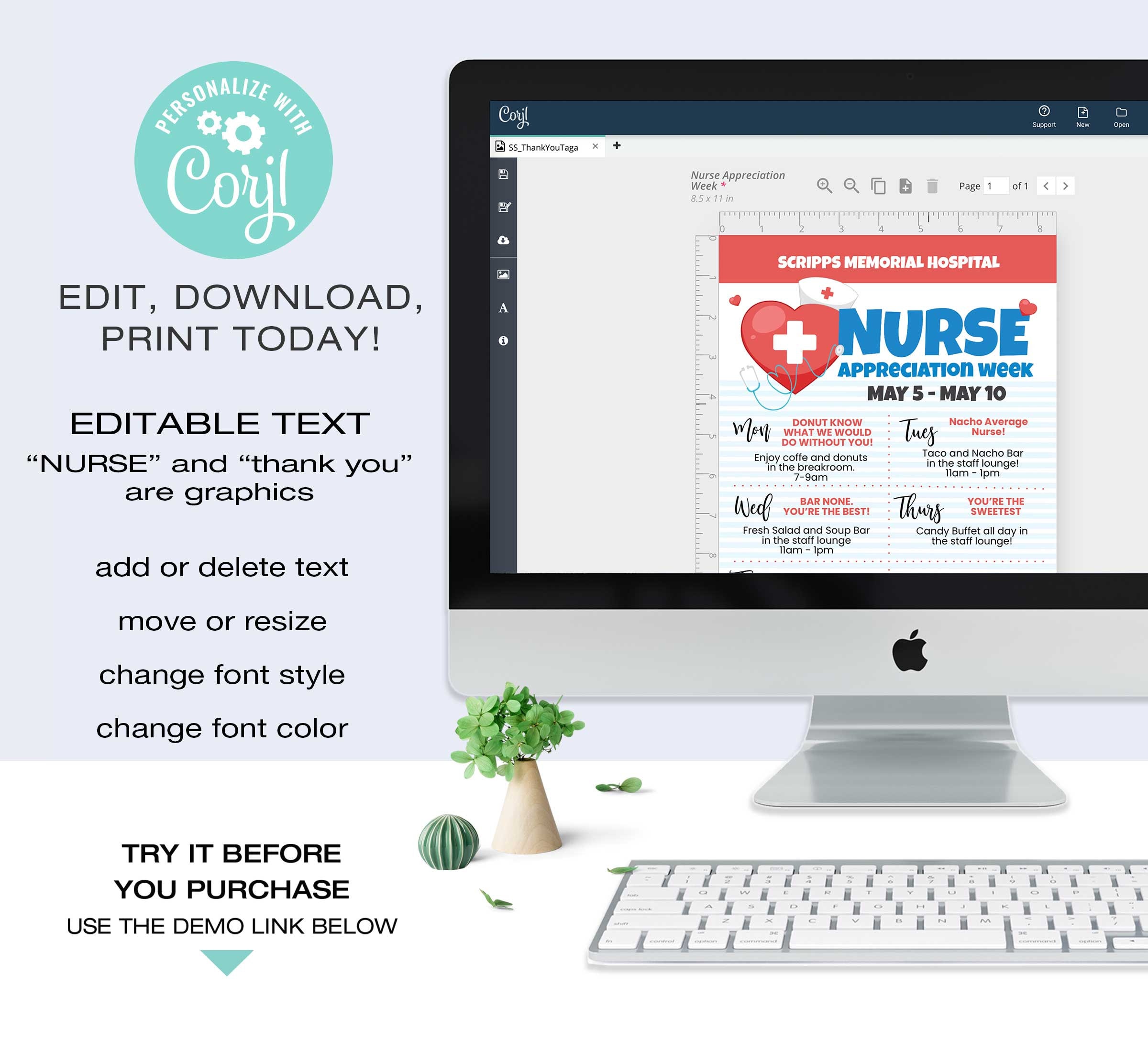 Nurse Appreciation Week Flyer Template EDITABLE| Nurse Appreciation ...