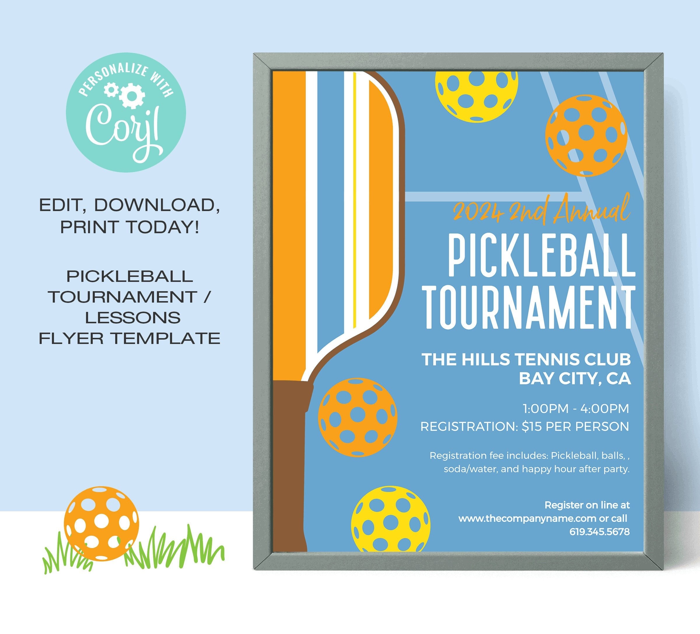 Pickleball Tournament Flyer Template • Pickleball Flyer Template ...