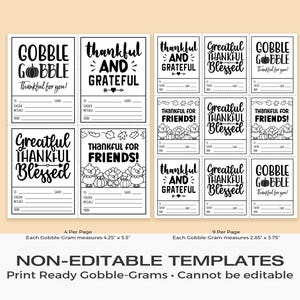 Gobble Grams, Editable Thanksgiving Candy Grams, Printable Gobble Grams ...