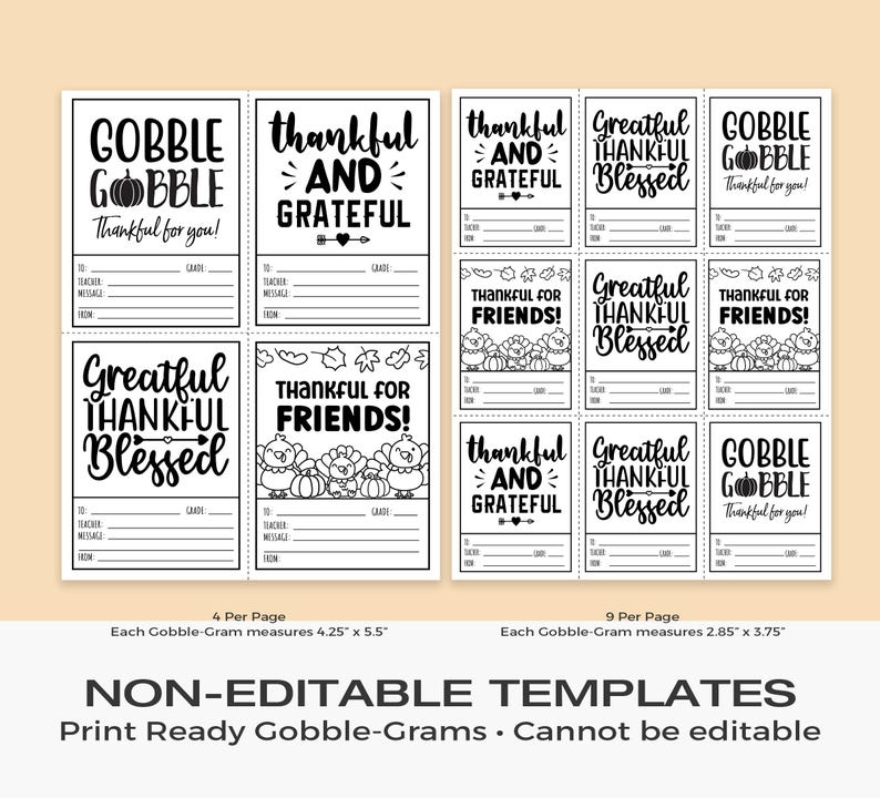 Gobble Grams, Editable Thanksgiving Candy Grams, Printable Gobble Grams ...