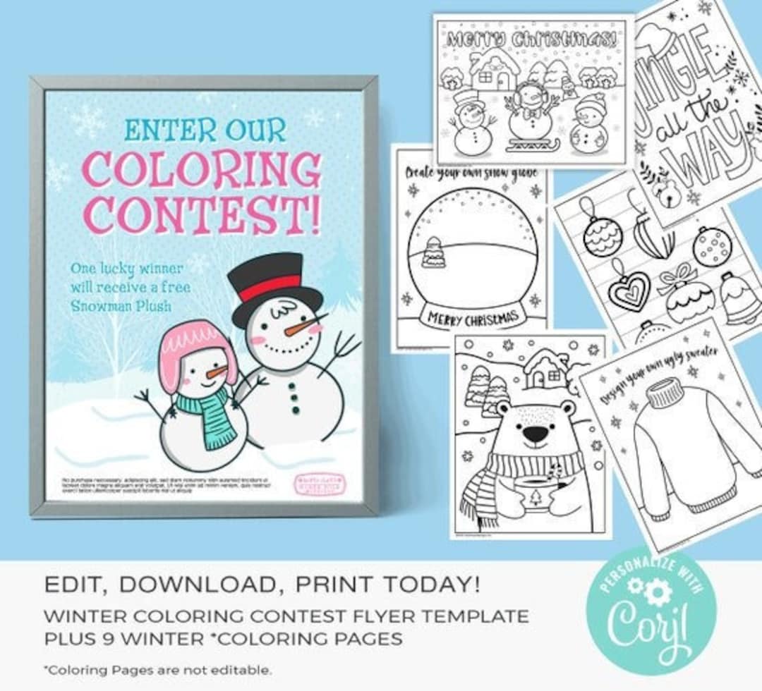 Winter Flyer Template • Coloring Contest Flyer Template | EDITABLE ...