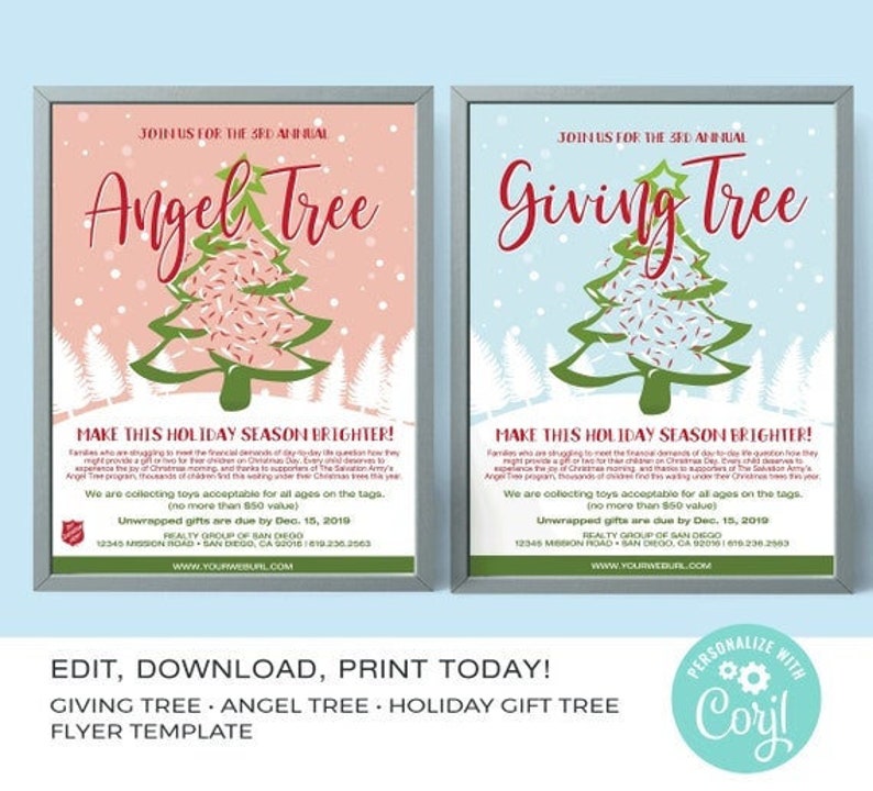 Giving Tree • Angel Tree Flyer Template | EDITABLE | Christmas Charity ...