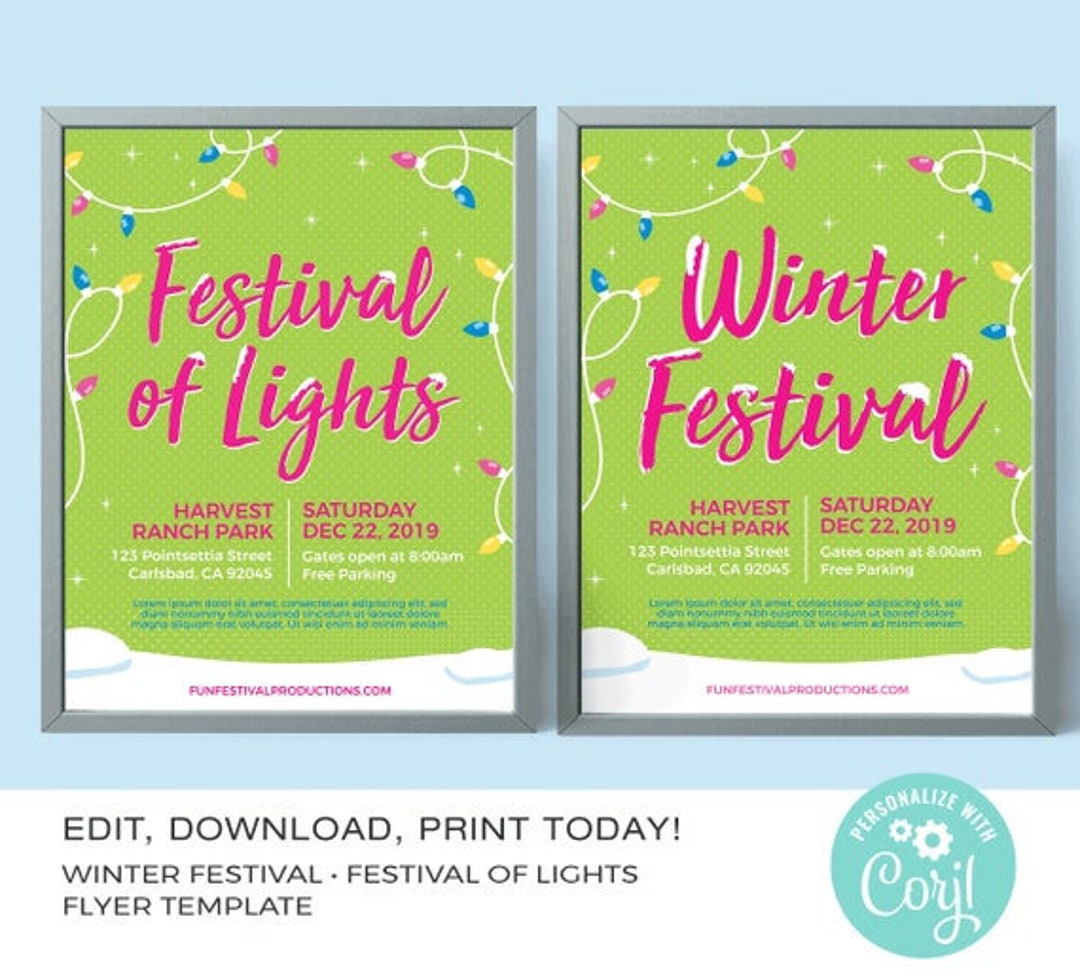 Winter Festival Template • Festival of Lights • Winter Party | EDITABLE ...