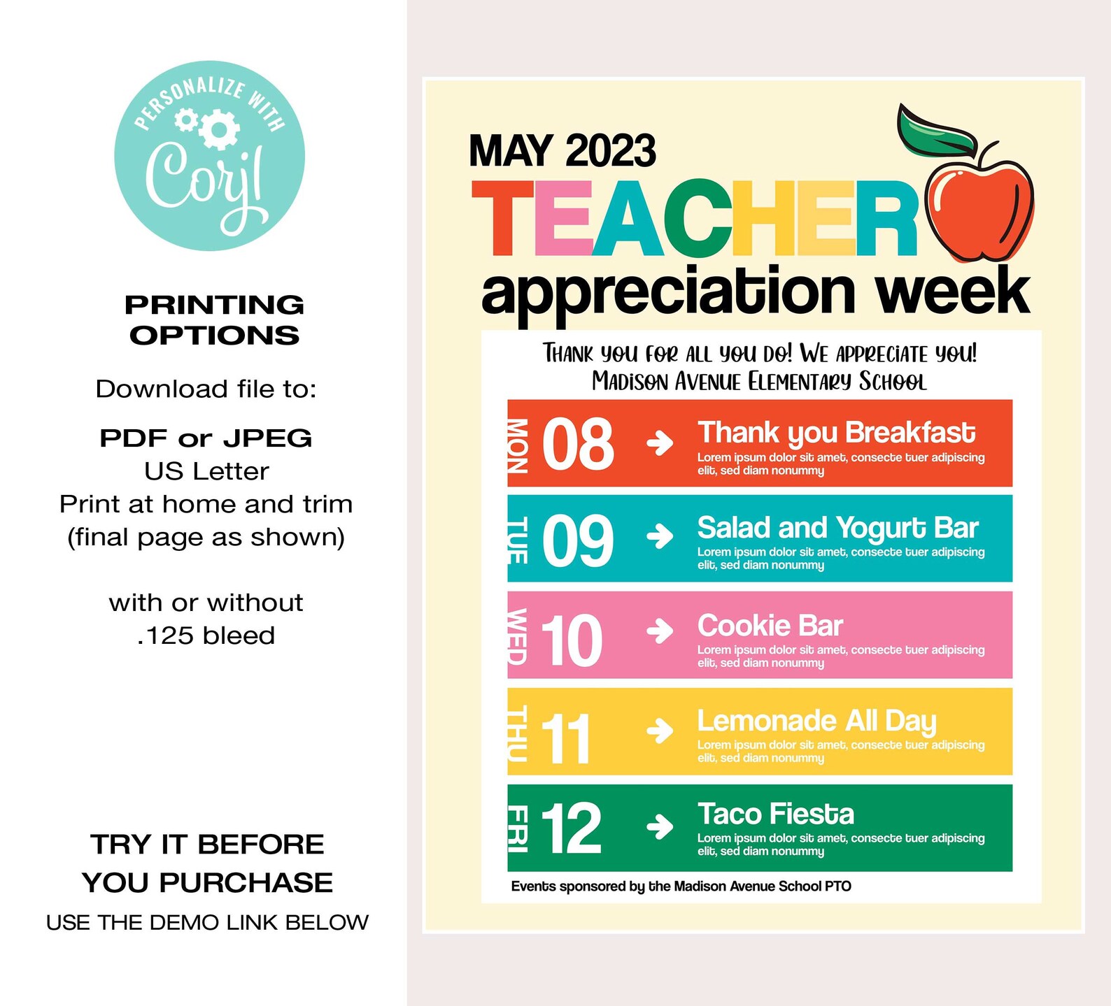 Teacher Appreciation Week Flyer Template EDITABLE| Teacher Appreciation ...