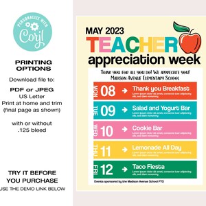 Teacher Appreciation Week Flyer Template EDITABLE| Teacher Appreciation ...