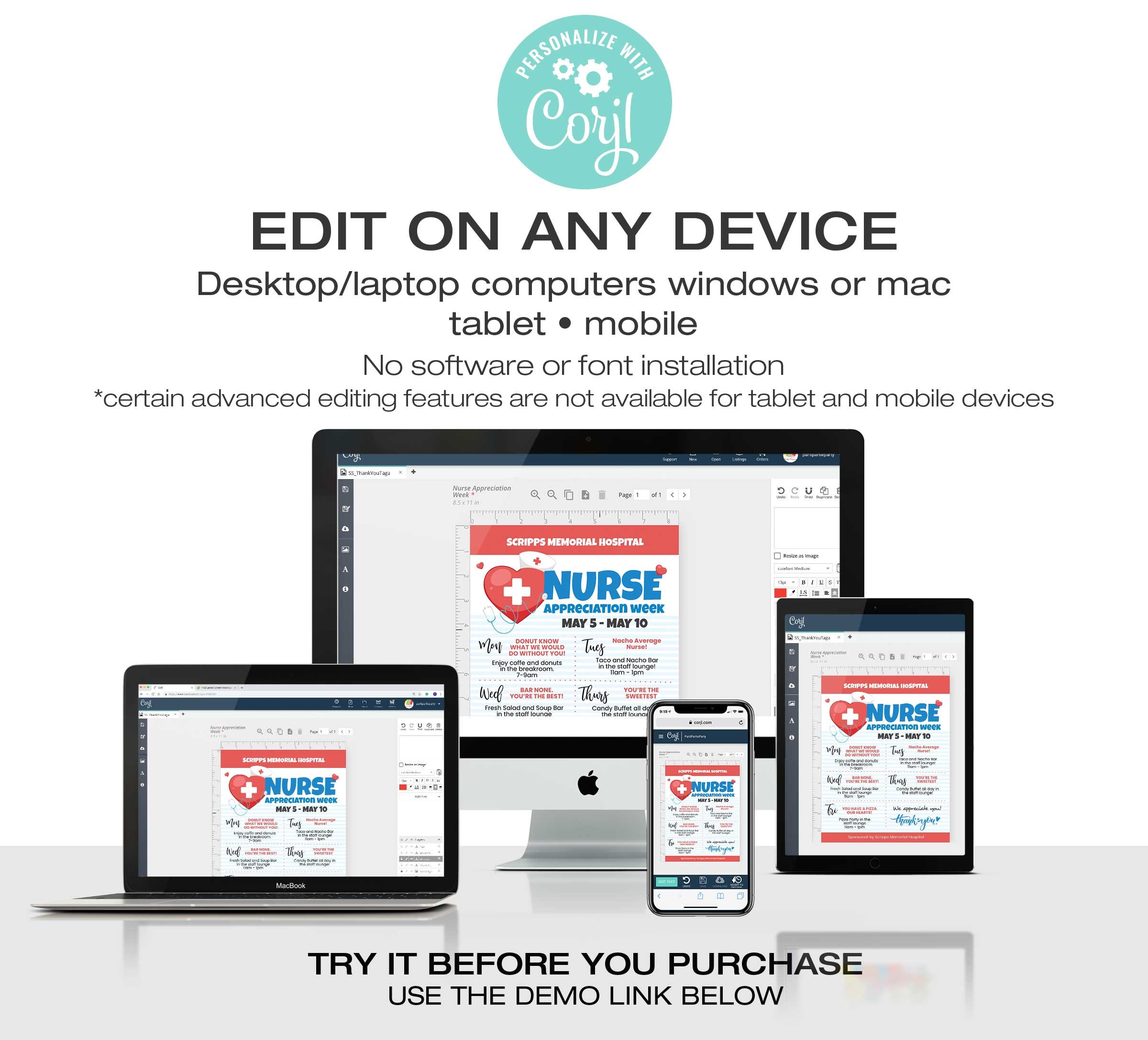 Nurse Appreciation Week Flyer Template EDITABLE| Nurse Appreciation ...