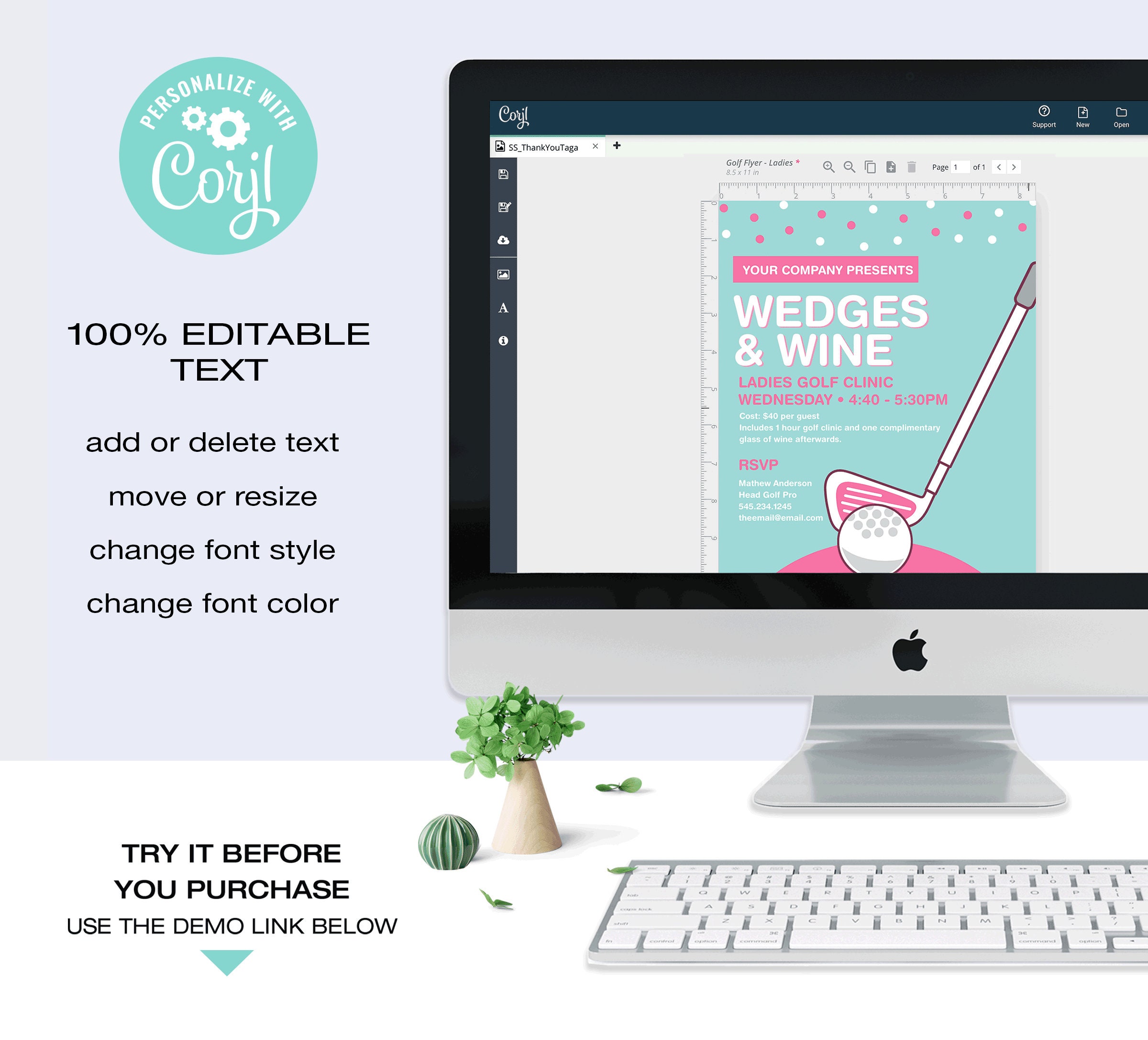 Ladies Golf Tournament Flyer Template • Golf Clinic Template | EDITABLE ...