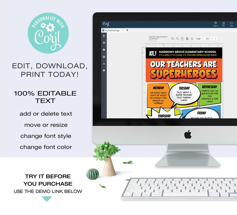 Teacher Appreciation Week Flyer Template EDITABLE | Superhero ...