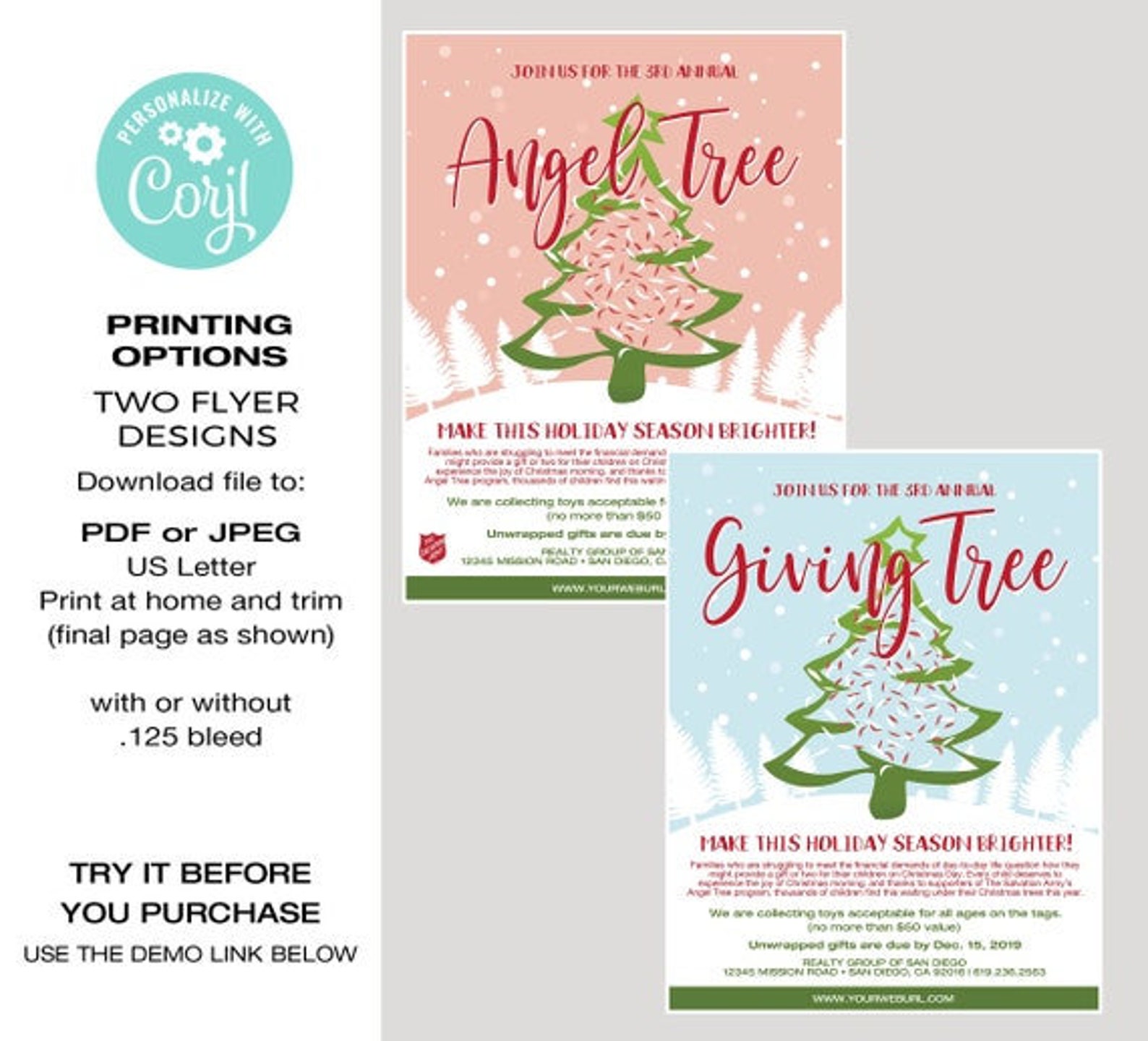 Giving Tree • Angel Tree Flyer Template | EDITABLE | Christmas Charity ...