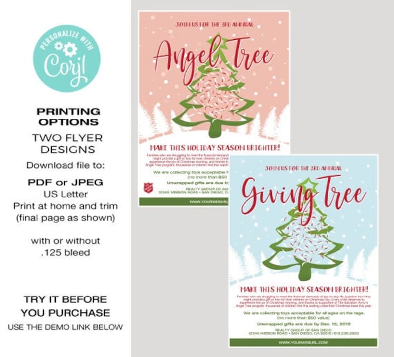 Giving Tree • Angel Tree Flyer Template | EDITABLE | Christmas Charity ...