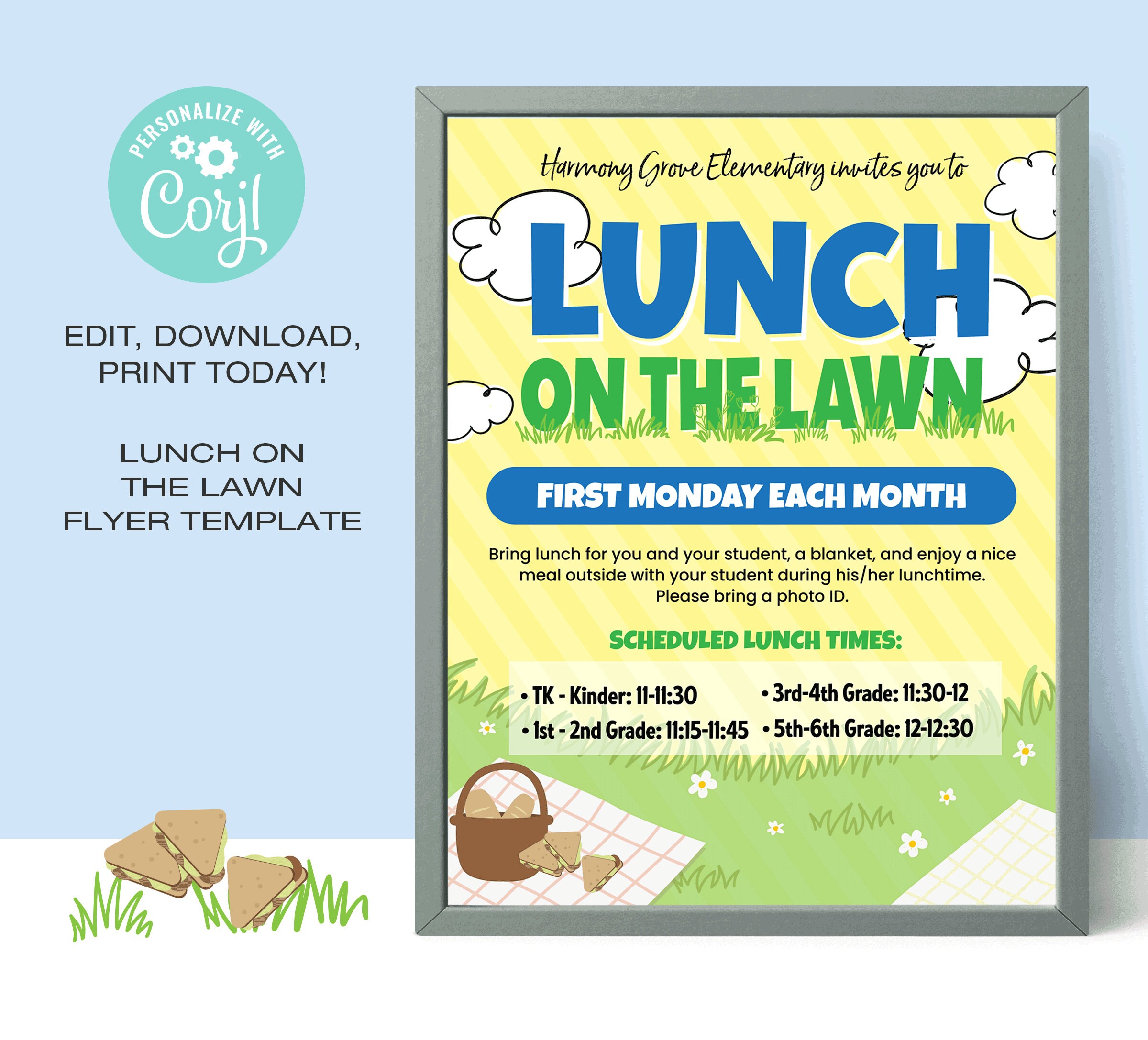 Lunch on the Lawn Flyer Template EDITABLE| Picnic Lunch Flyer | 8.5 X ...