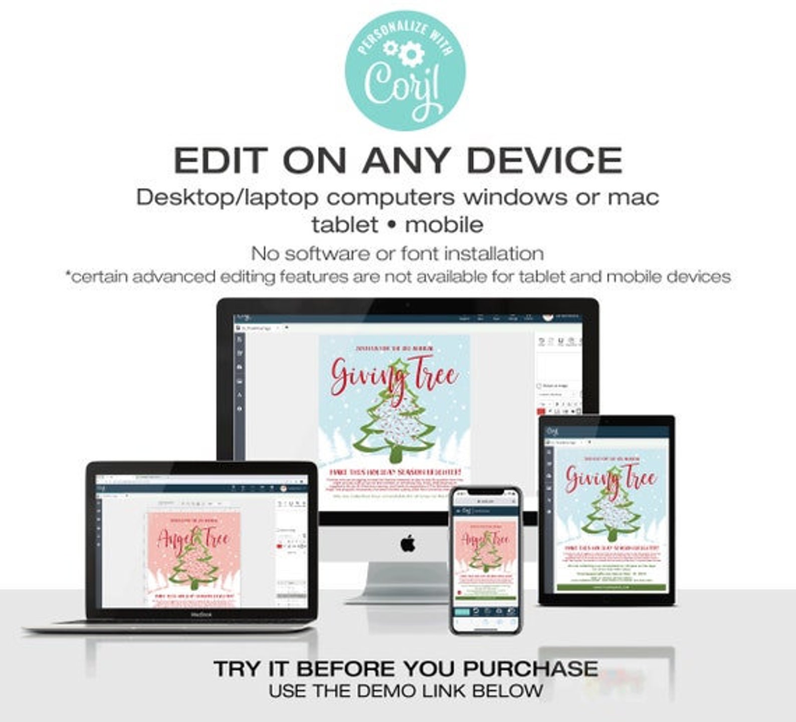 Giving Tree • Angel Tree Flyer Template | EDITABLE | Christmas Charity ...