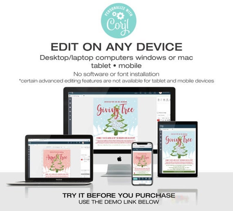 Giving Tree • Angel Tree Flyer Template | EDITABLE | Christmas Charity ...