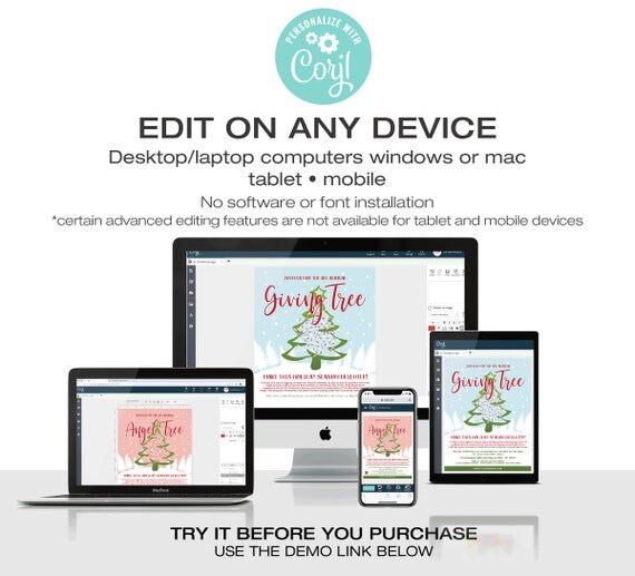 Giving Tree • Angel Tree Flyer Template | EDITABLE | Christmas Charity ...
