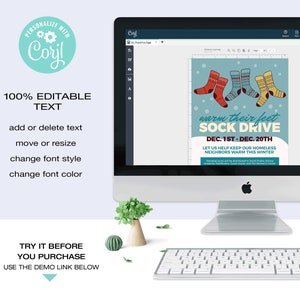 Winter Sock Drive Flyer Template • Sock Drive | EDITABLE | Sock Drive ...