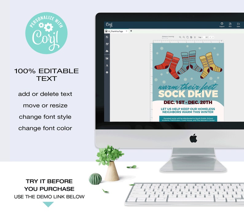 Winter Sock Drive Flyer Template • Sock Drive | EDITABLE | Sock Drive ...