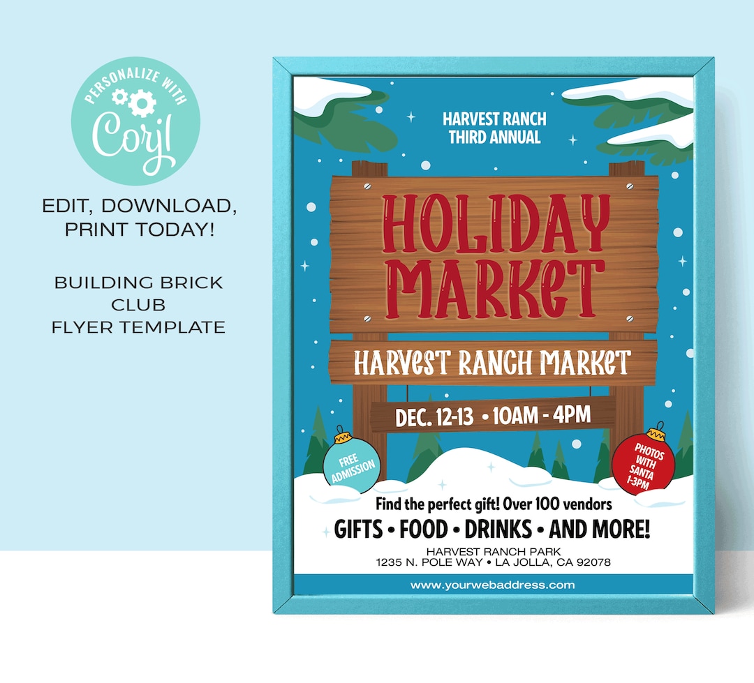 Holiday Market Flyer Template • Holiday Event, Holiday Craft Fair Flyer ...