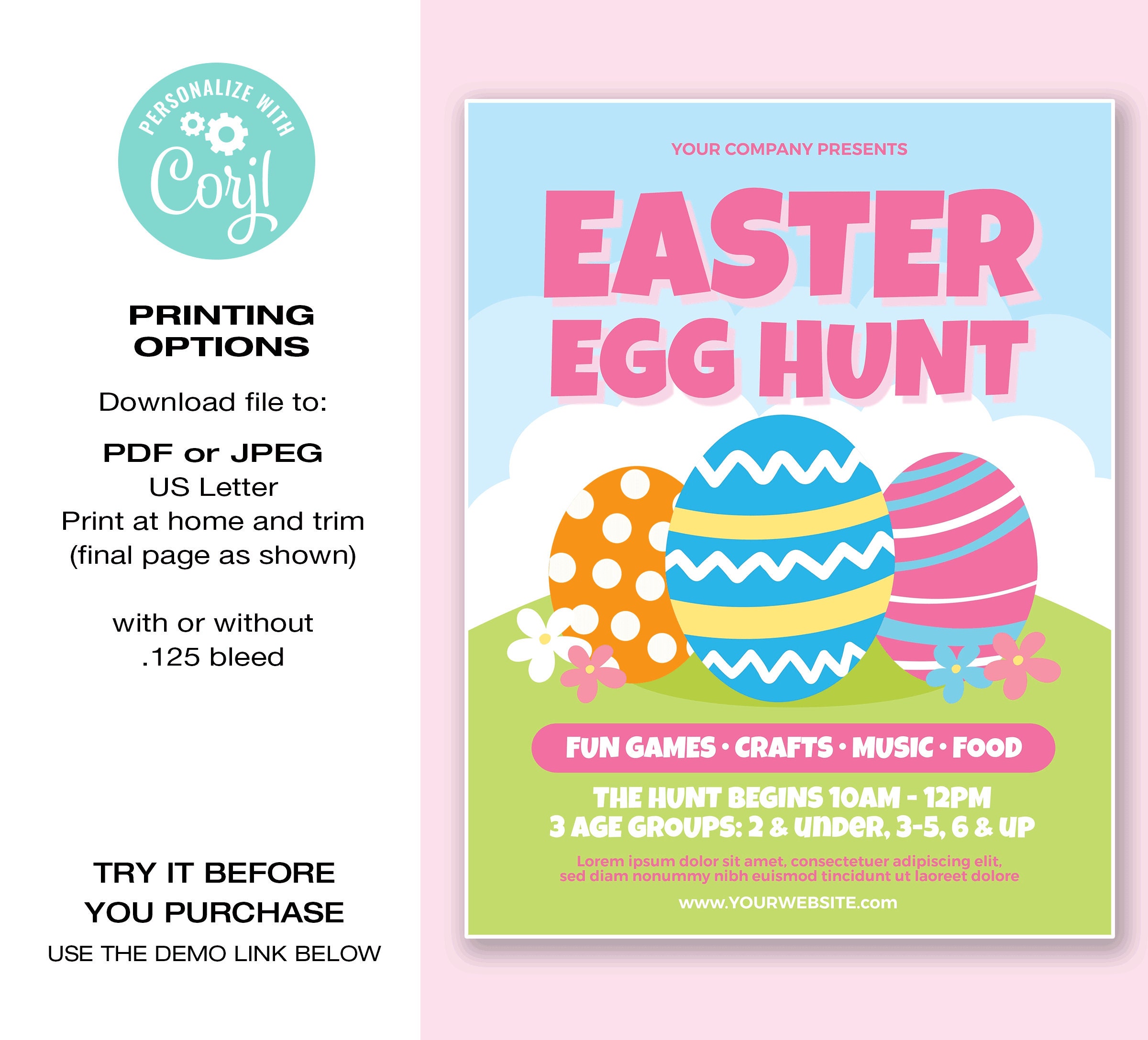 Easter Egg Hunt Flyer Template EDITABLE| Egg Hunt Flyer | Easter Flyer ...
