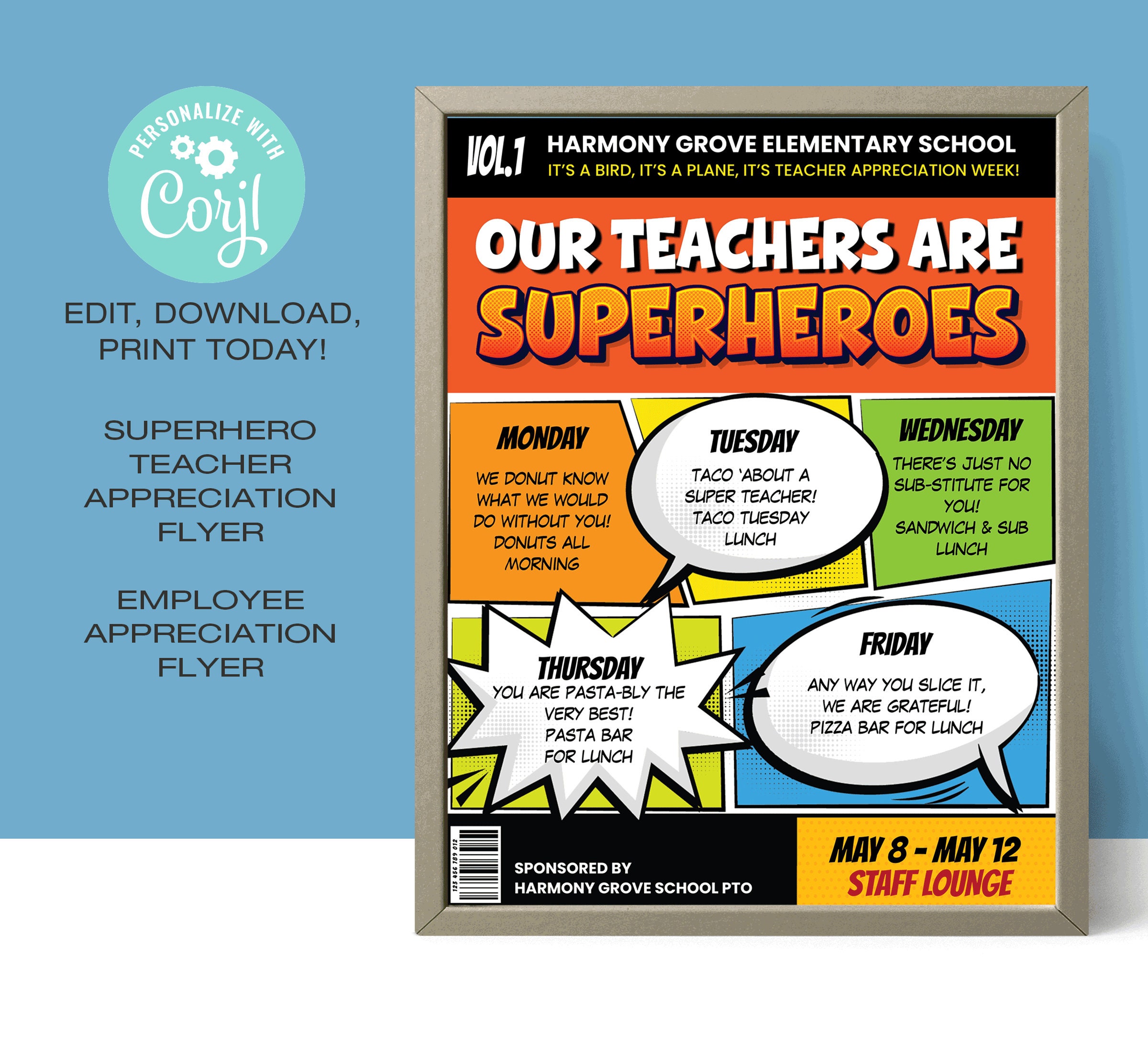 Teacher Appreciation Week Flyer Template EDITABLE | Superhero ...