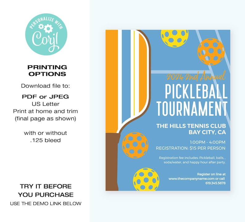 Pickleball Tournament Flyer Template • Pickleball Flyer Template ...