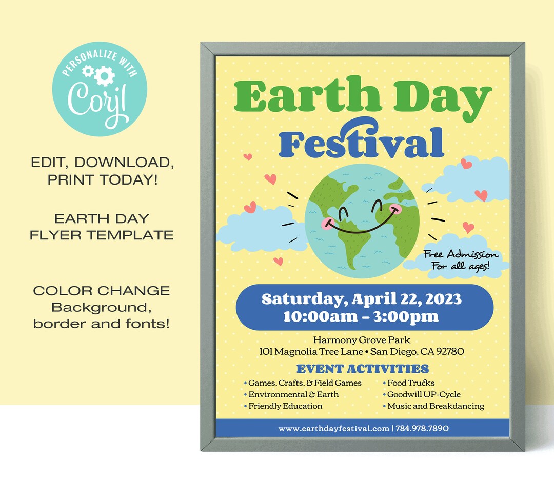Earth Day Festival Flyer Template EDITABLE Earth Day Flyer 8.5 X 11 ...