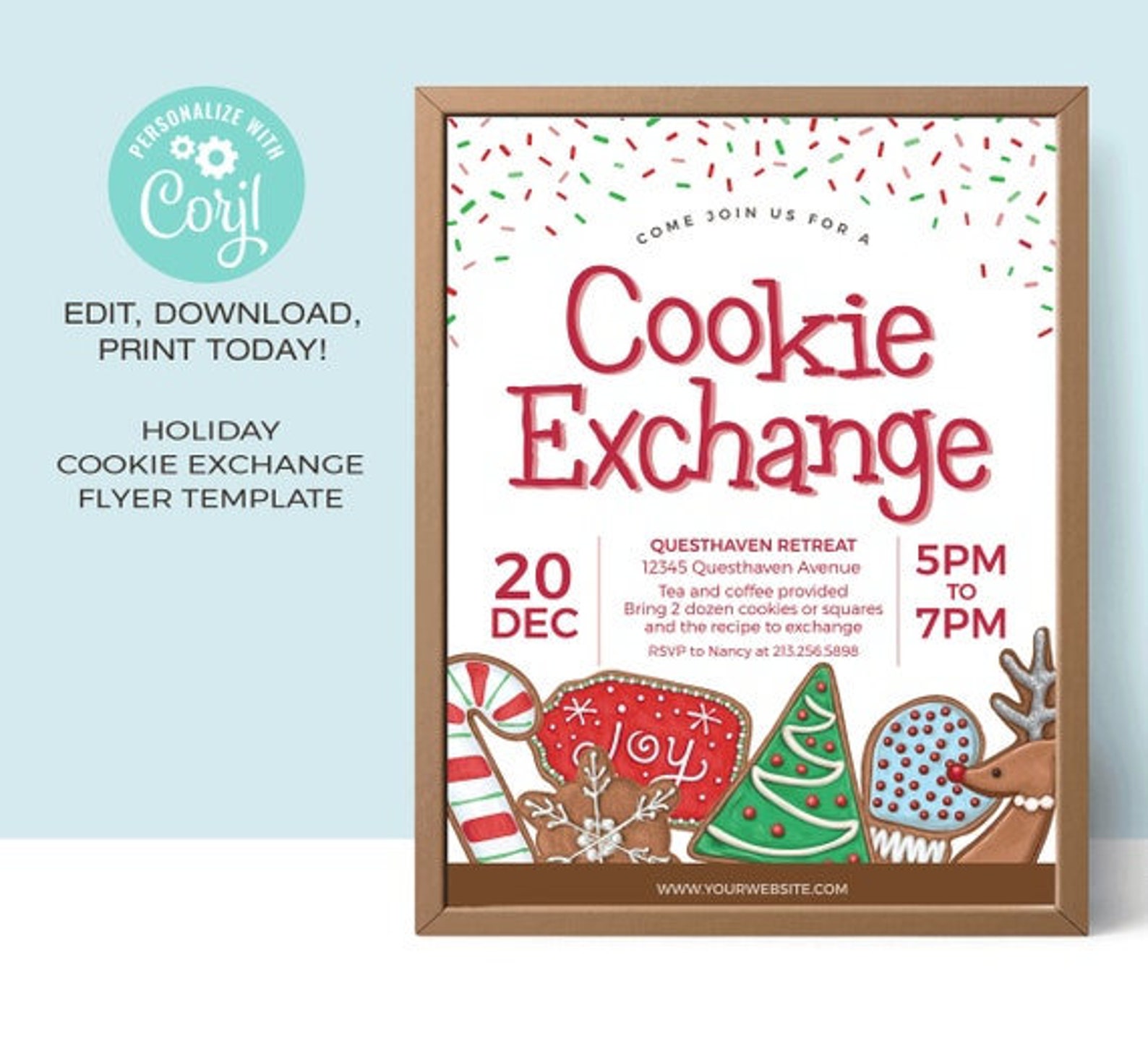 Cookie Exchange Template | EDITABLE | Holiday Cookie Exchange Flyer ...
