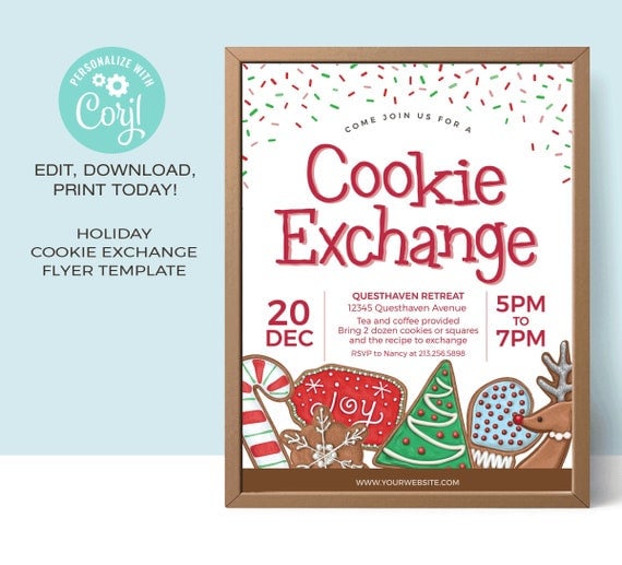 Cookie Exchange Template EDITABLE Holiday Cookie Exchange | Etsy