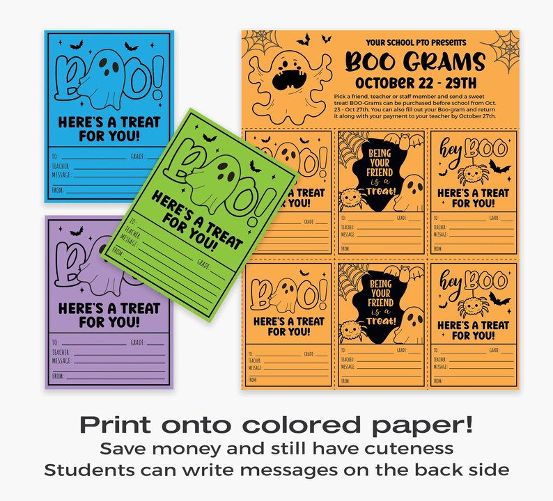 Boo Grams, Editable Halloween Candy Grams, Printable Boo Grams for ASB ...
