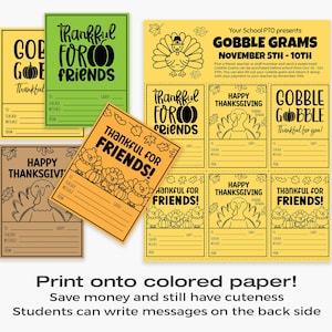 Gobble Grams, Editable Thanksgiving Candy Grams, Printable Gobble Grams ...