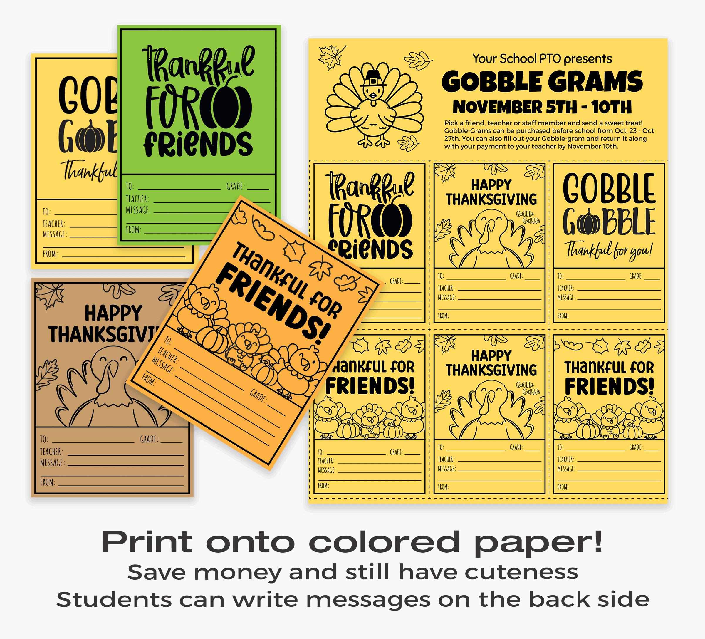 Gobble Grams, Editable Thanksgiving Candy Grams, Printable Gobble Grams ...