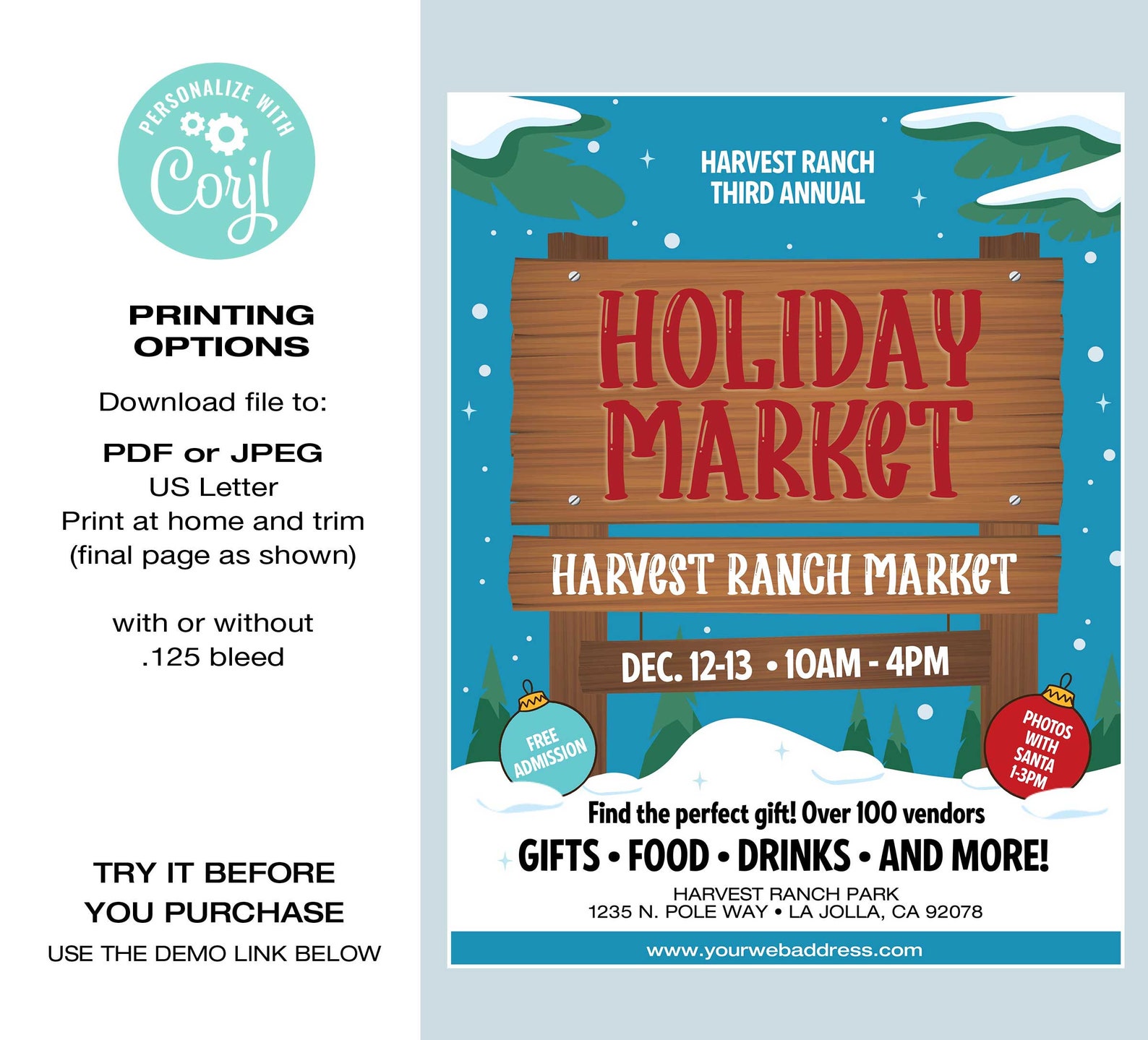 Holiday Market Flyer Template Holiday Event, Holiday Craft Fair Flyer ...