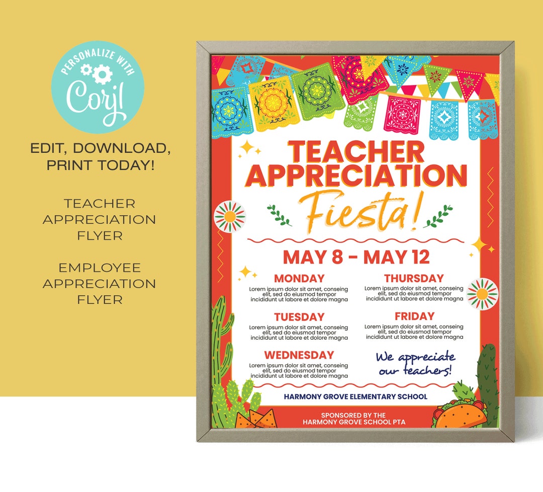 Teacher Appreciation Fiesta | Appreciation Week Flyer Template ...