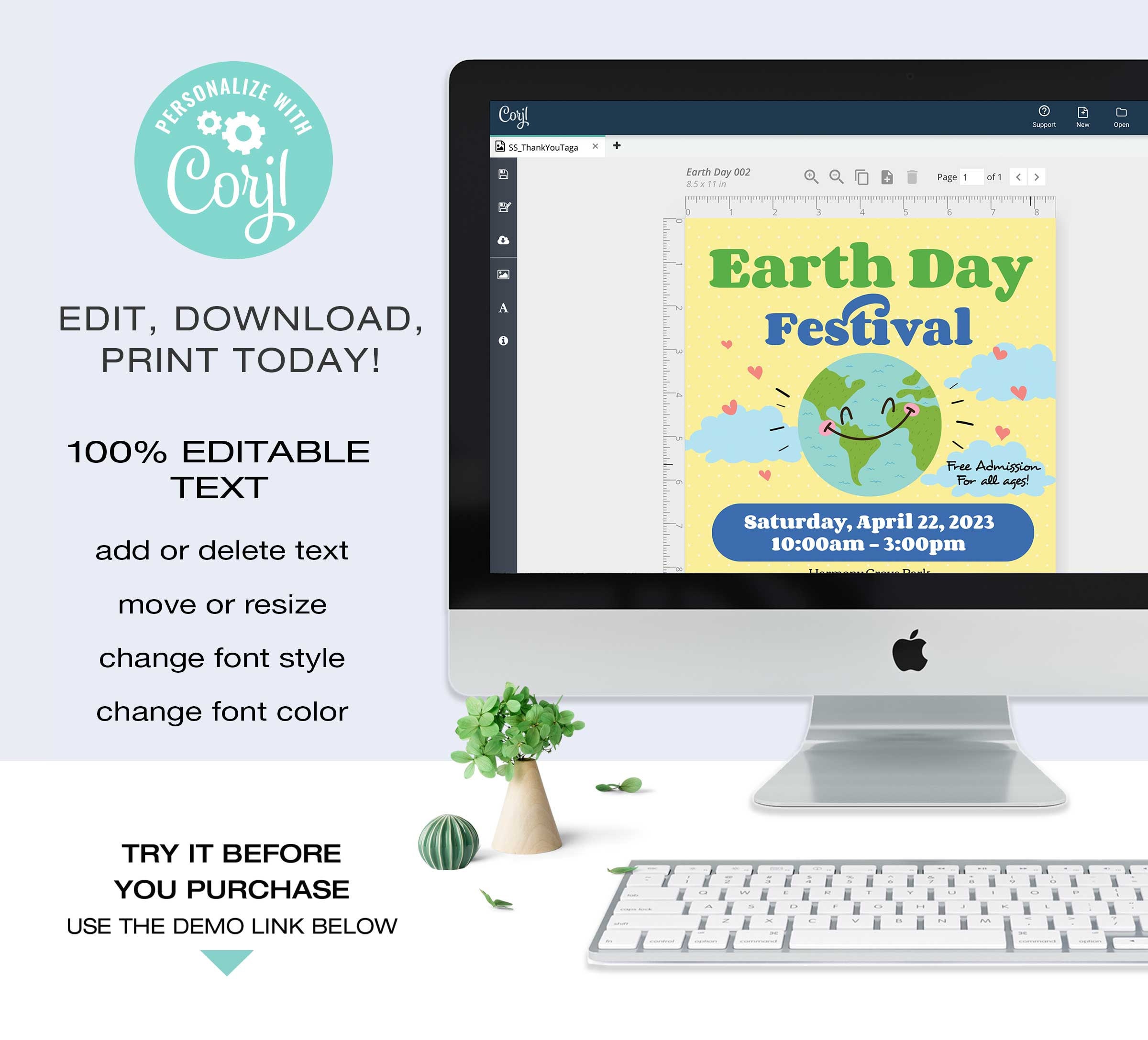 Earth Day Festival Flyer Template EDITABLE| Earth Day Flyer | 8.5 X 11 ...
