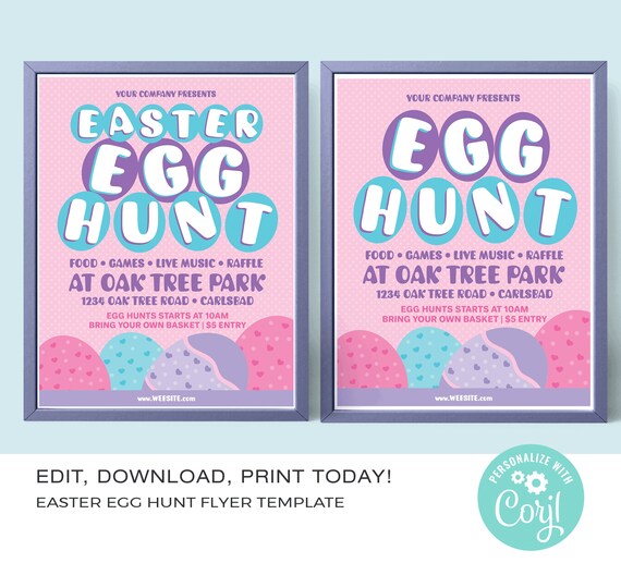 Easter Egg Hunt Flyer Template EDITABLE Egg Hunt Flyer - Etsy
