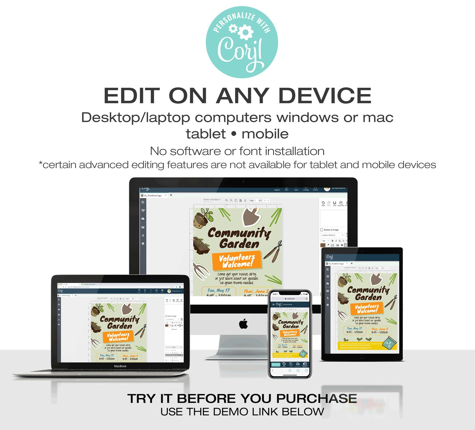 EDITABLE Garden Flyer | Community Garden Flyer Template • Garden Party ...