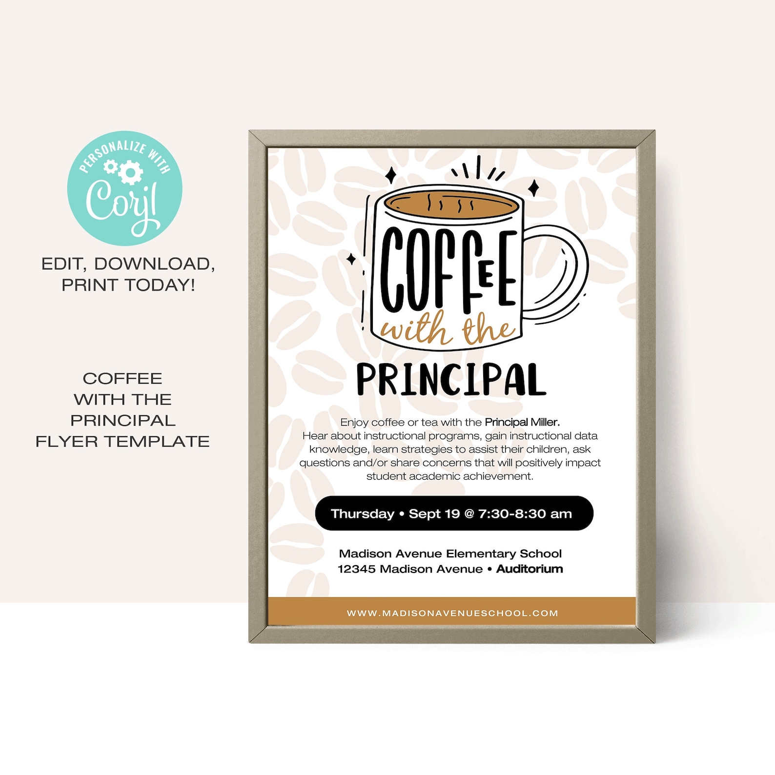 Coffee With the Principal Flyer Template • Coffee Flyer • Coffee ...