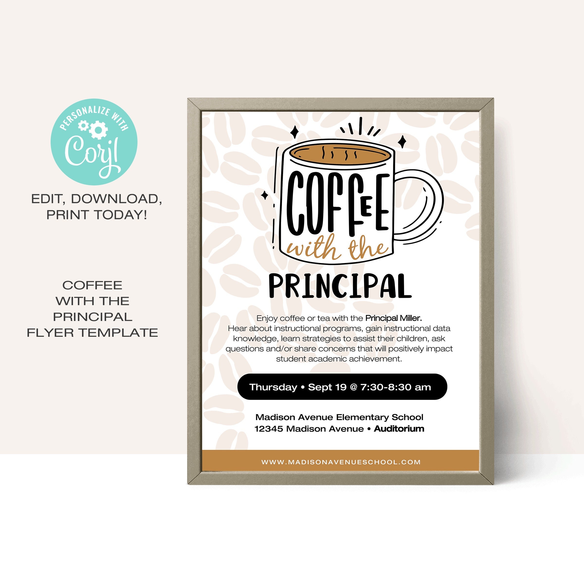 Coffee With the Principal Flyer Template • Coffee Flyer • Coffee ...