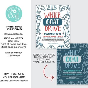 Coat Drive Template | EDITABLE | Winter Coat Drive Flyer | Event Flyer ...