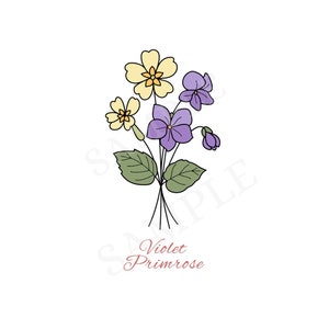 February Violet + Primrose Birth Flower Wall Art Poster Grandmother ...