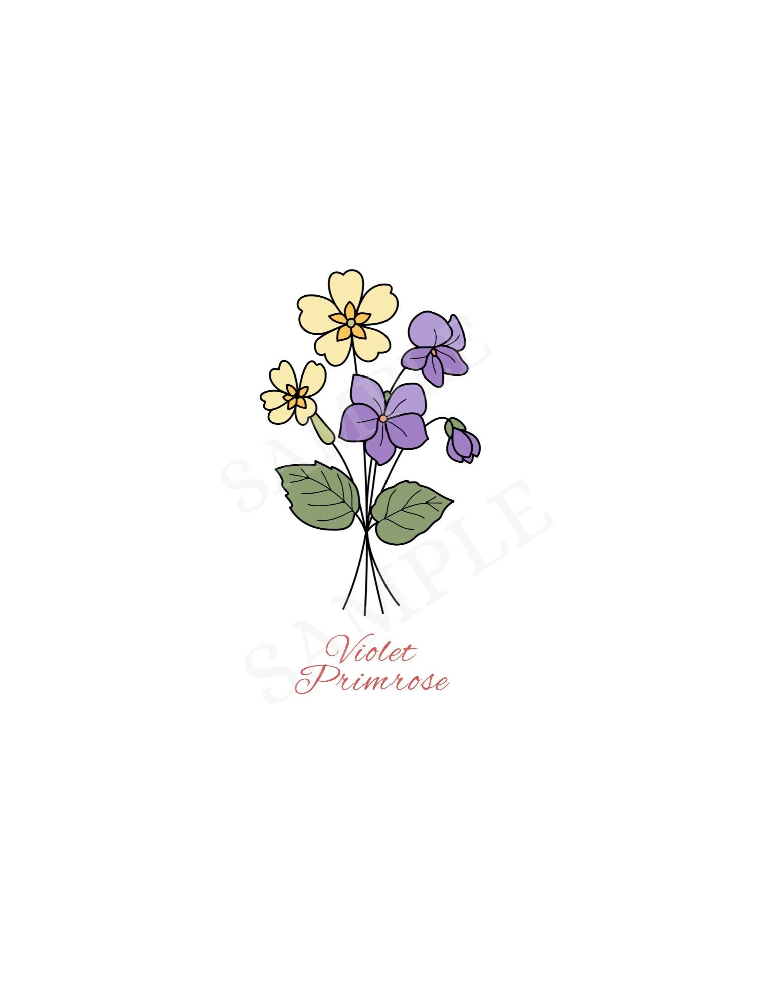 February Violet + Primrose Birth Flower Wall Art Poster Grandmother ...