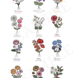 October Cosmos + Marigold Birth Flower Wall Art Poster Grandmother ...