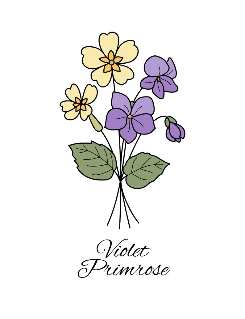 February Violet Primrose Birth Flower Wall Art Digital File Pic Decor ...