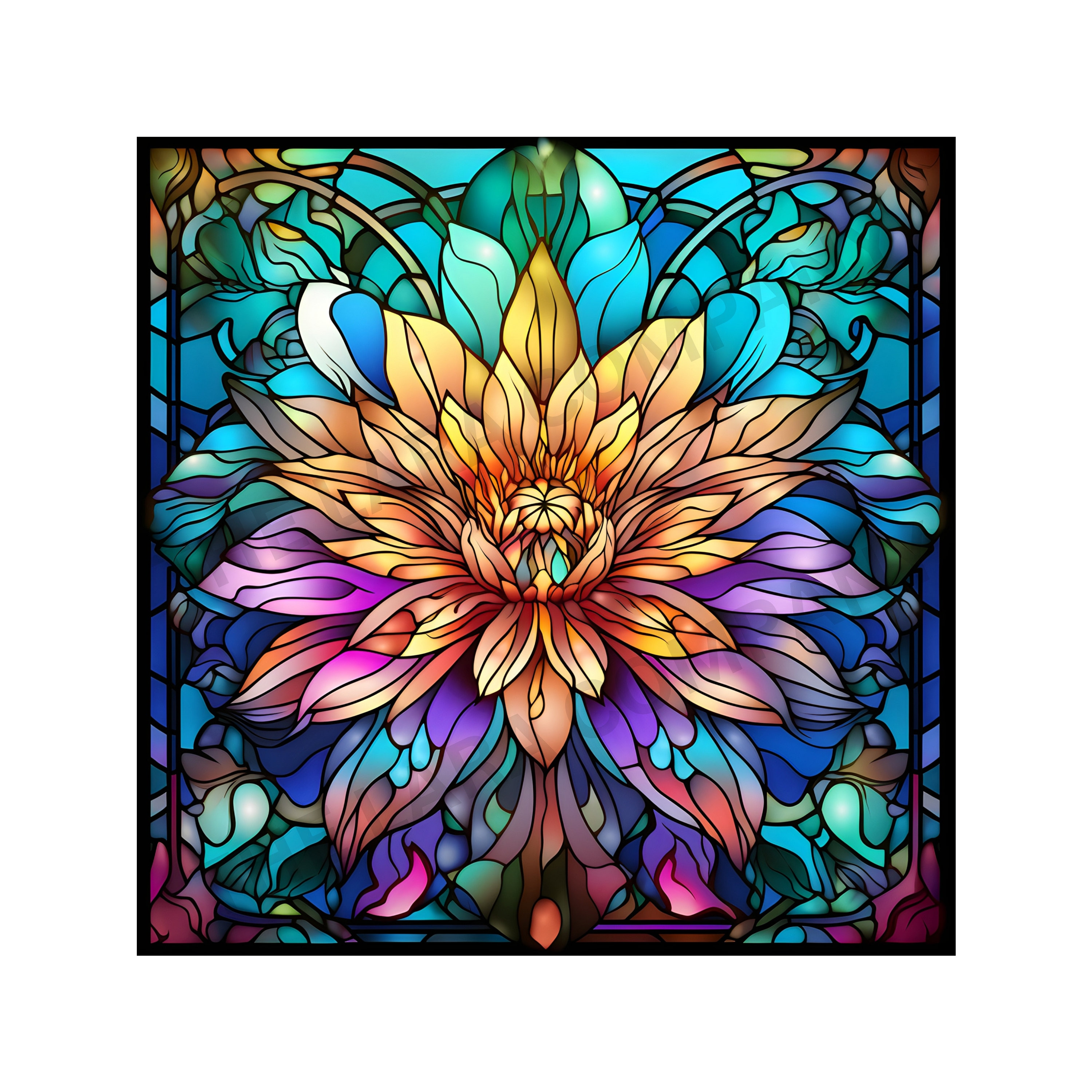 September Aster Stain Glass Window Birth Month Flower Wall Art Decor ...