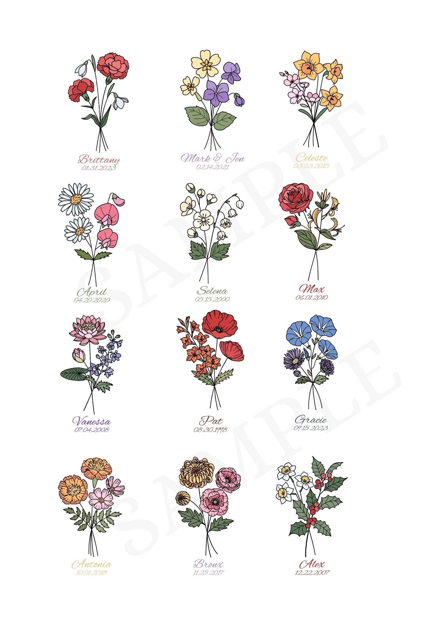 September Birth Flower Art Print: Morning Glory & Aster, Personalized ...