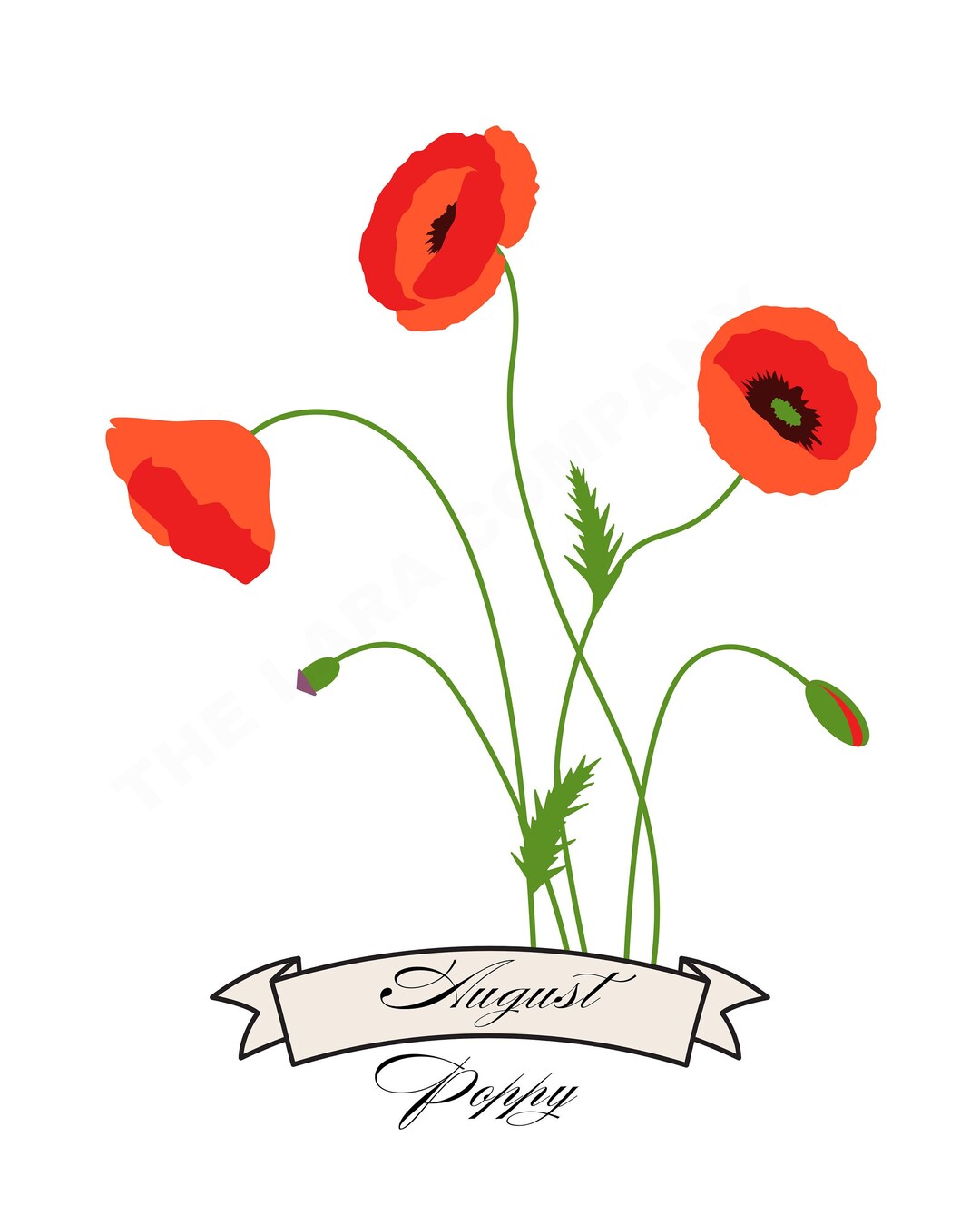 August Poppy Birth Flower Wall Art Digital File Download August Poppy ...