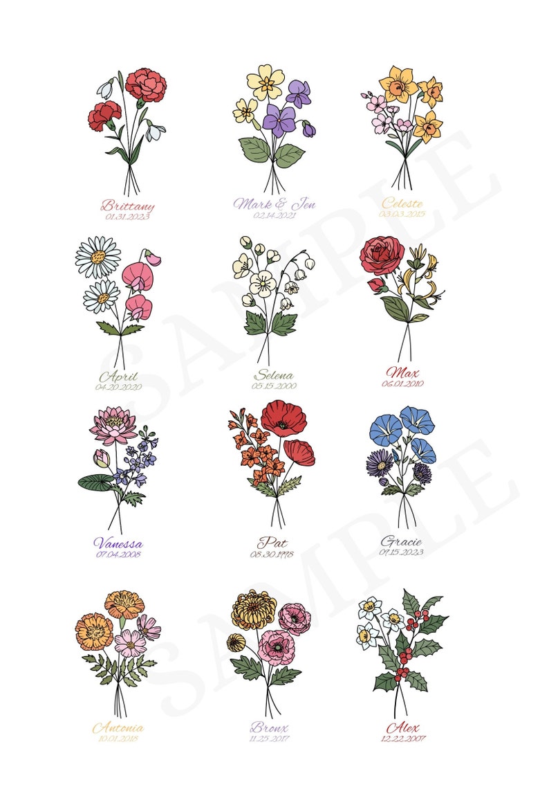 October Cosmos + Marigold B&W Birth Flower Wall Art Digital File ...